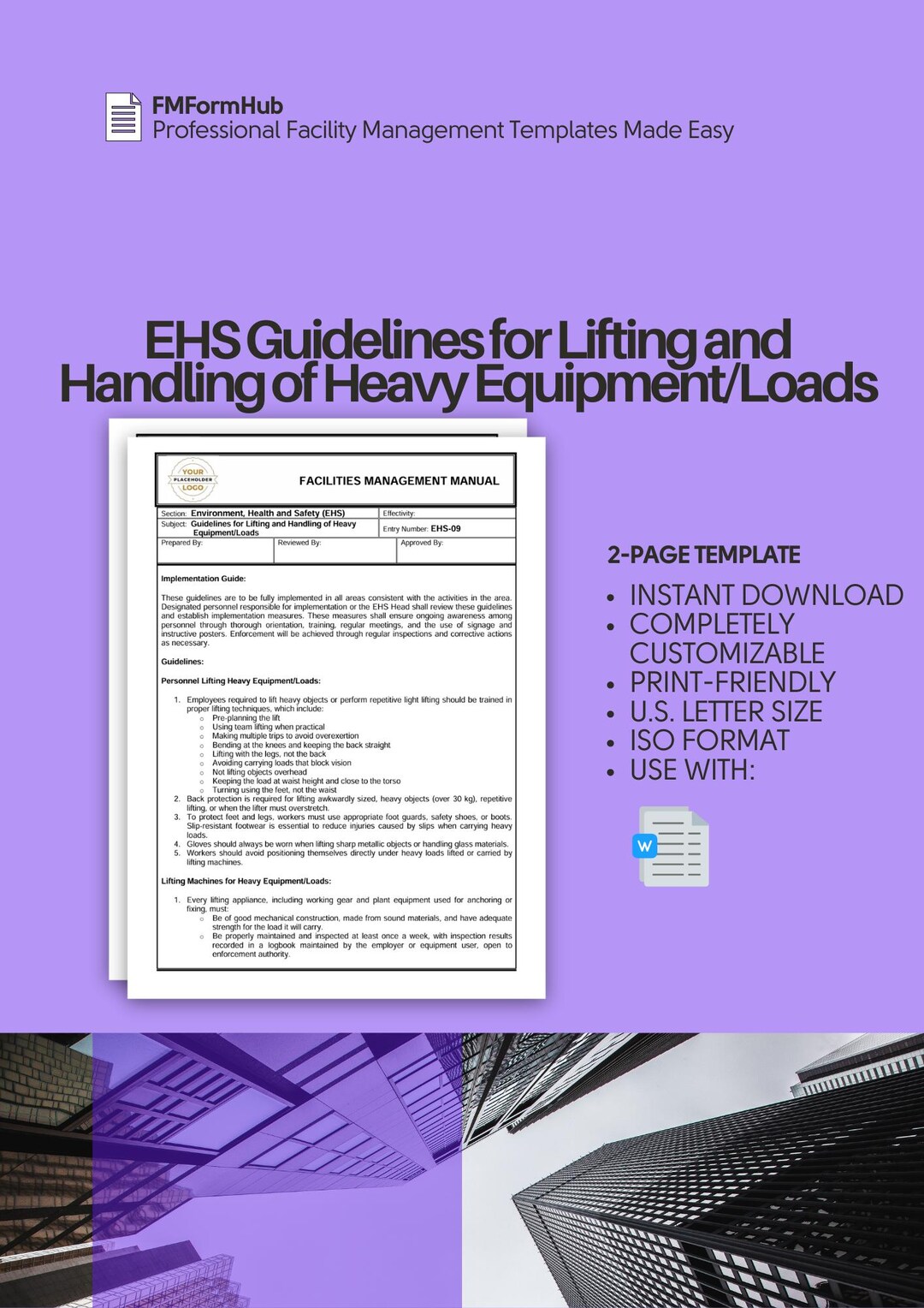 EHS Guidelines for Lifting and Handling of Heavy Equipment/loads (safe ...