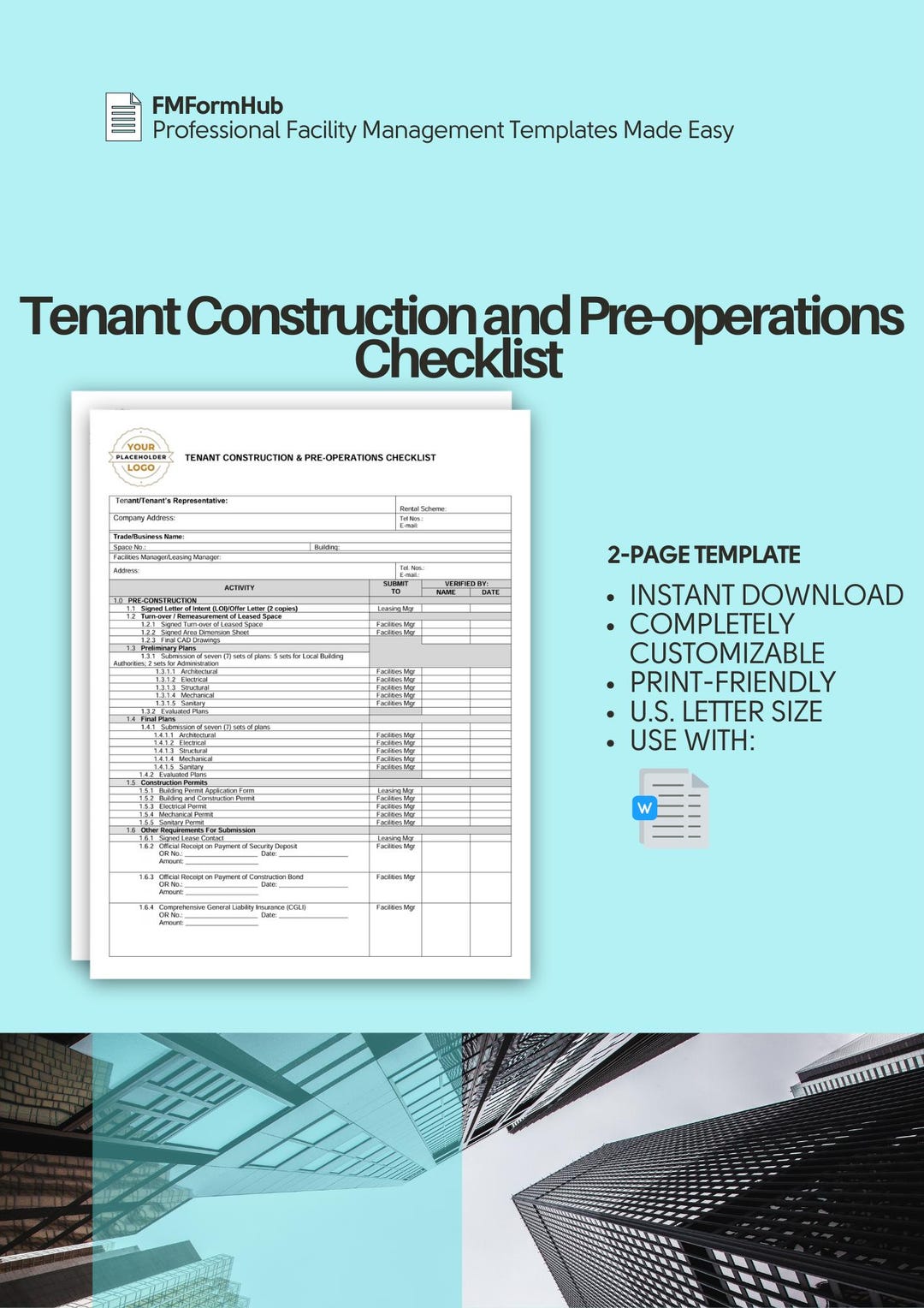 Tenant Construction and Pre-operations Checklist (tenant Build-out ...