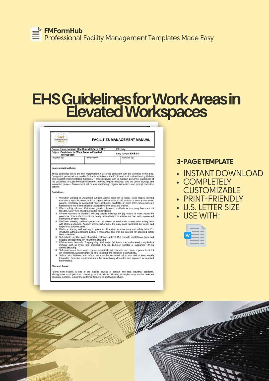 EHS Guidelines for Work Areas in Elevated Workspaces (working at ...