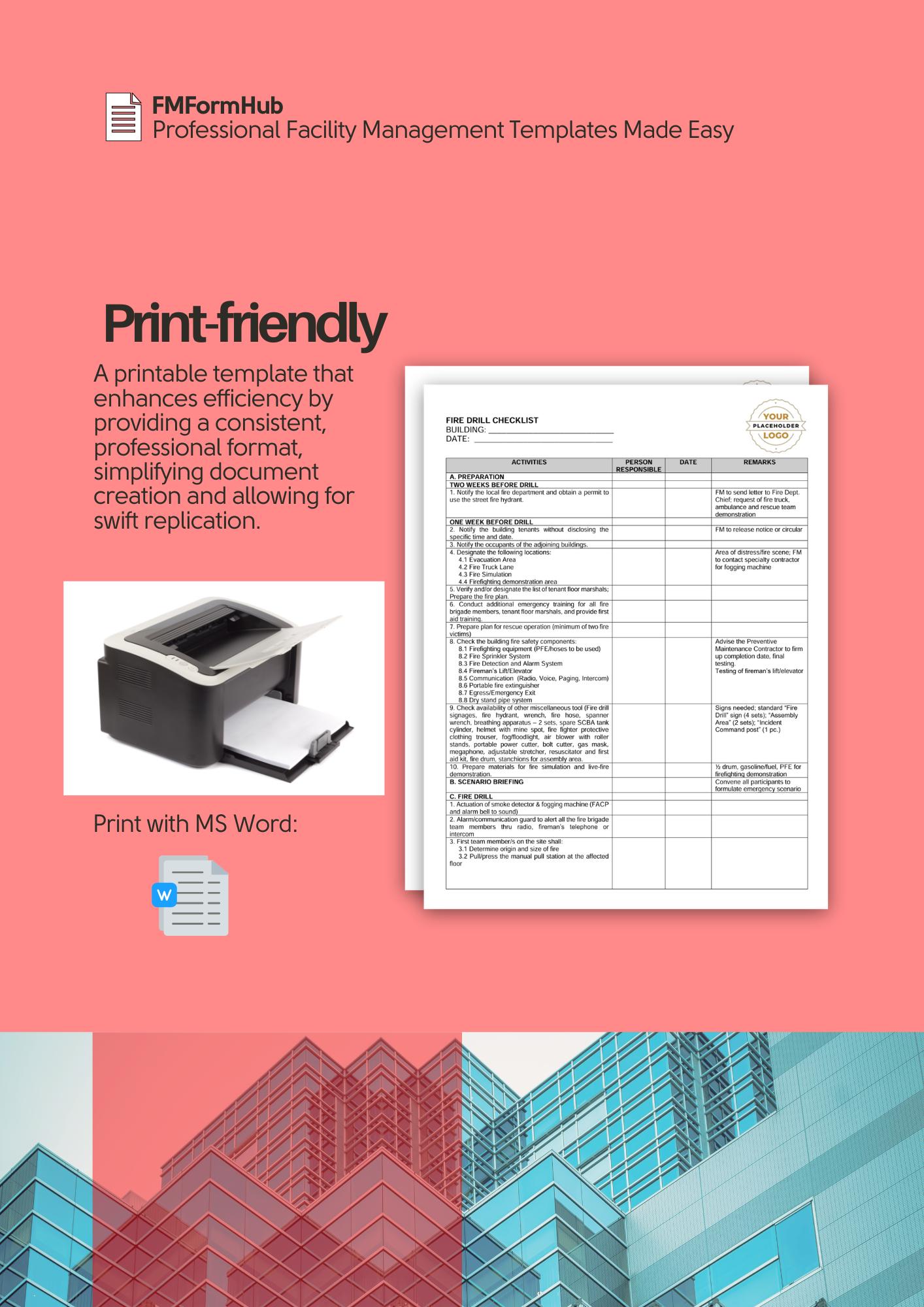 Fire Drill Checklist (fire Drill Planning Guide, Building / Emergency ...