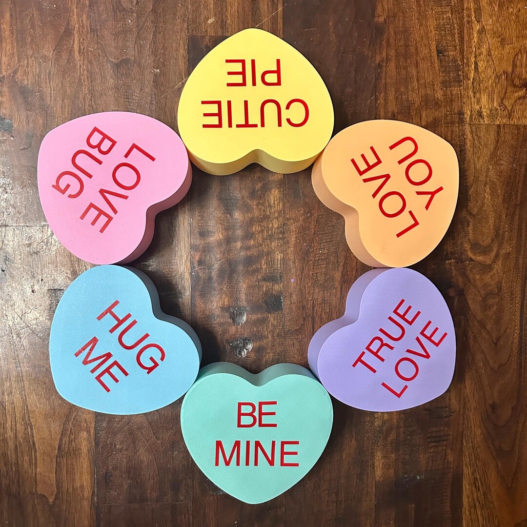 Set of 6 Pastel Conversation Hearts | Valentine's Day Tiered Tray Decor ...