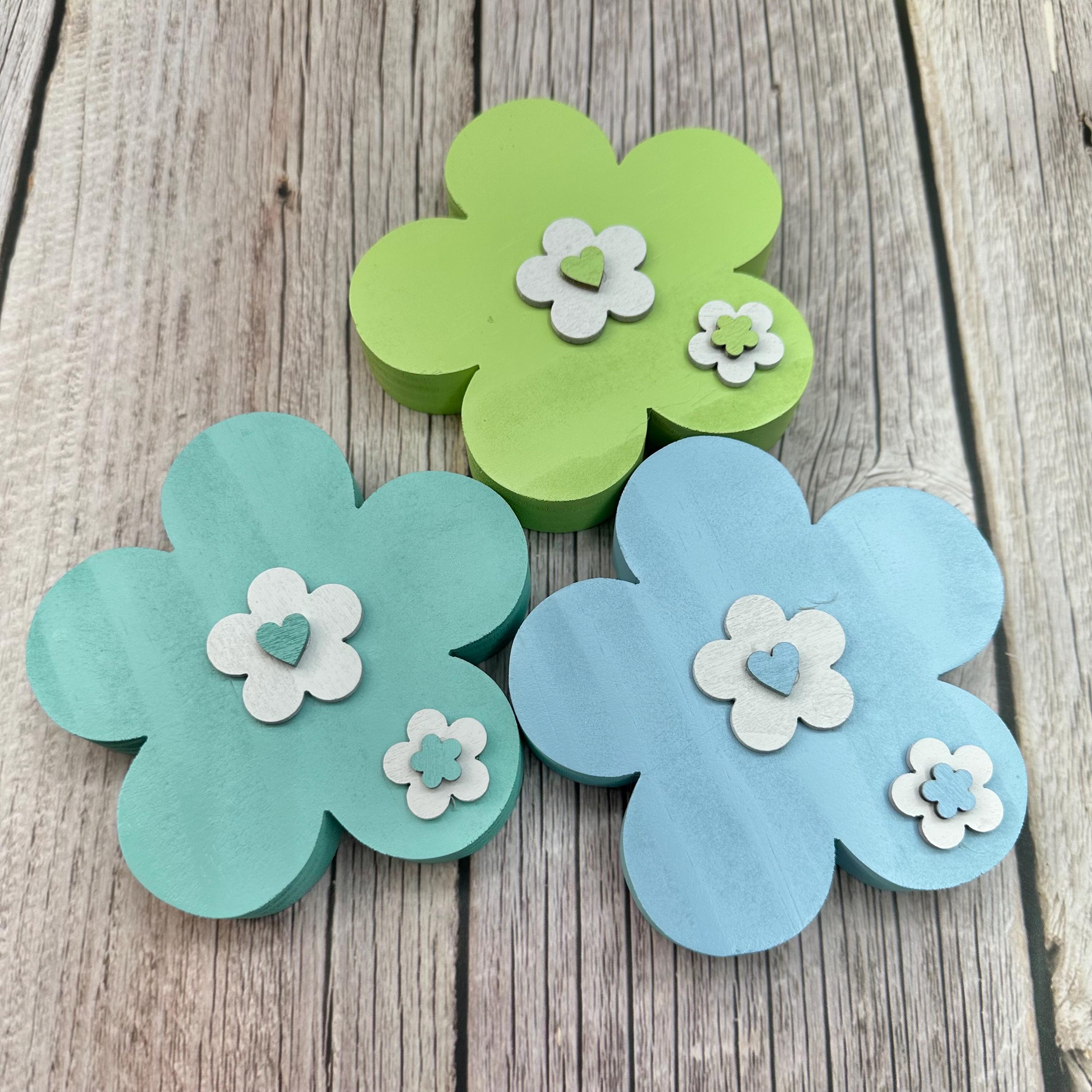 Pastel Wood Flower Shelf Sitters: Spring-summer Tray Decor - Etsy