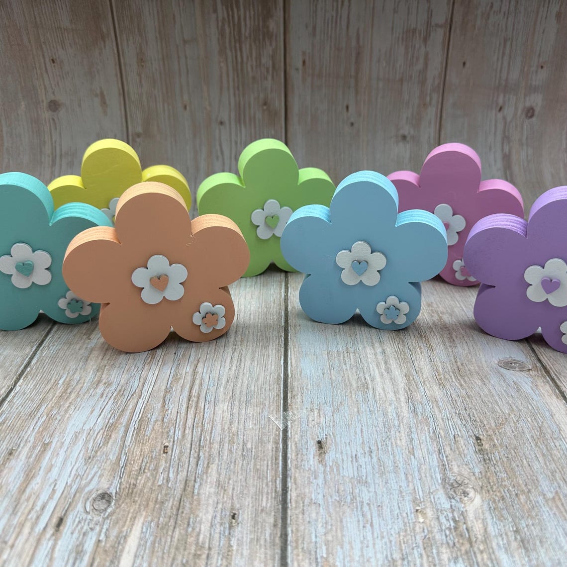 Pastel Wood Flower Shelf Sitters: Spring-summer Tray Decor - Etsy