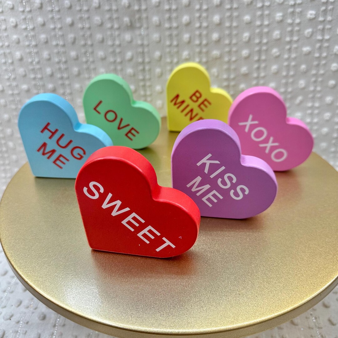 Bright Conversation Hearts Decor, Tiered Tray Decorations, Gift or ...
