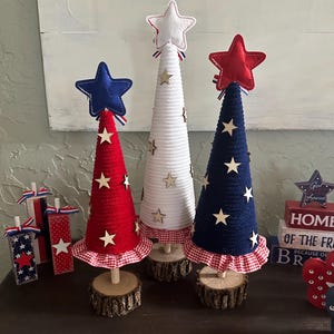 Labor Day Patriotic Star Decor / Large 3 Piece Set/ Red, White & Blue ...