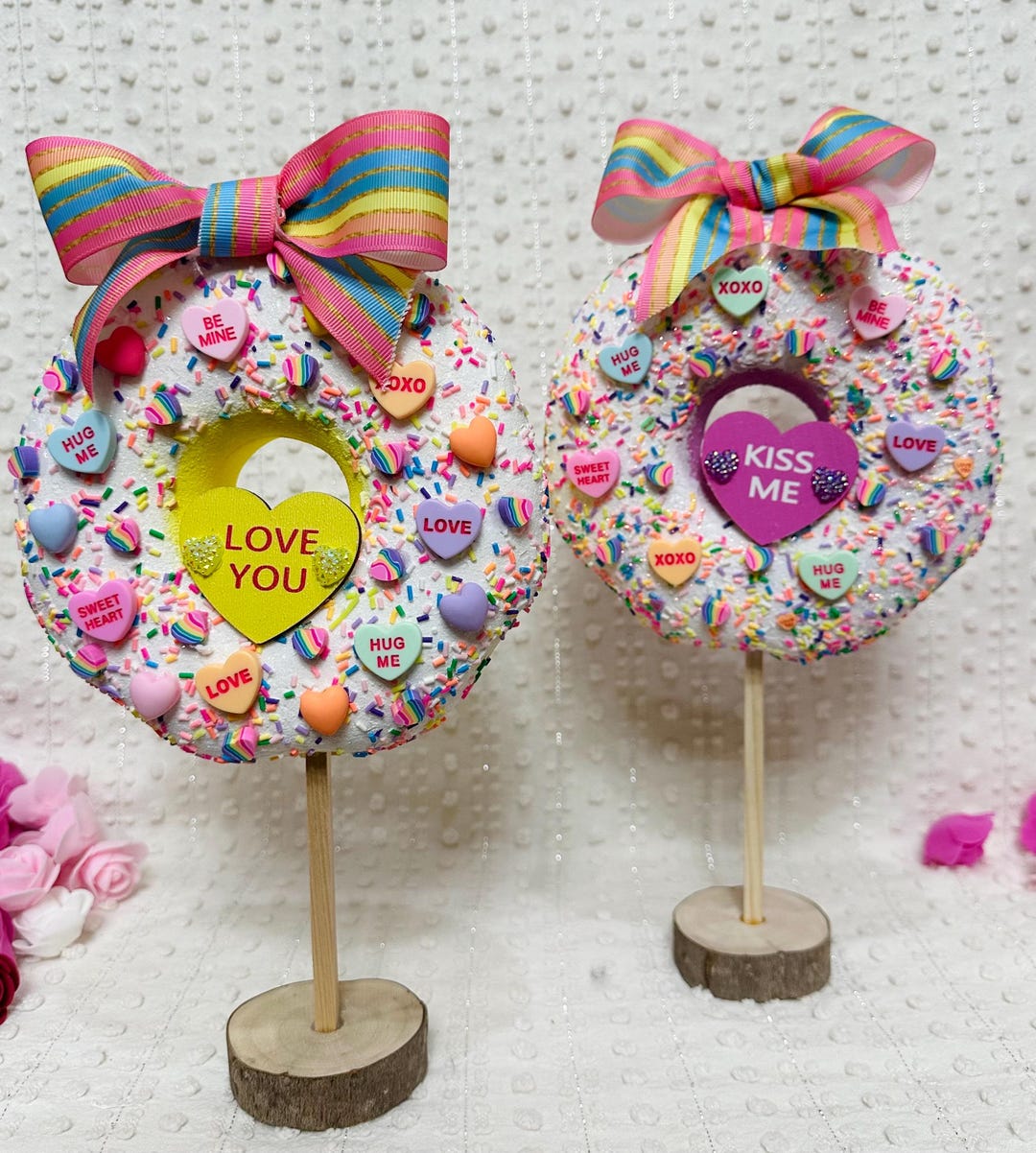 Faux Bake Valentines Day Jumbo Iced & Glittered Donuts 6.5/valentines ...