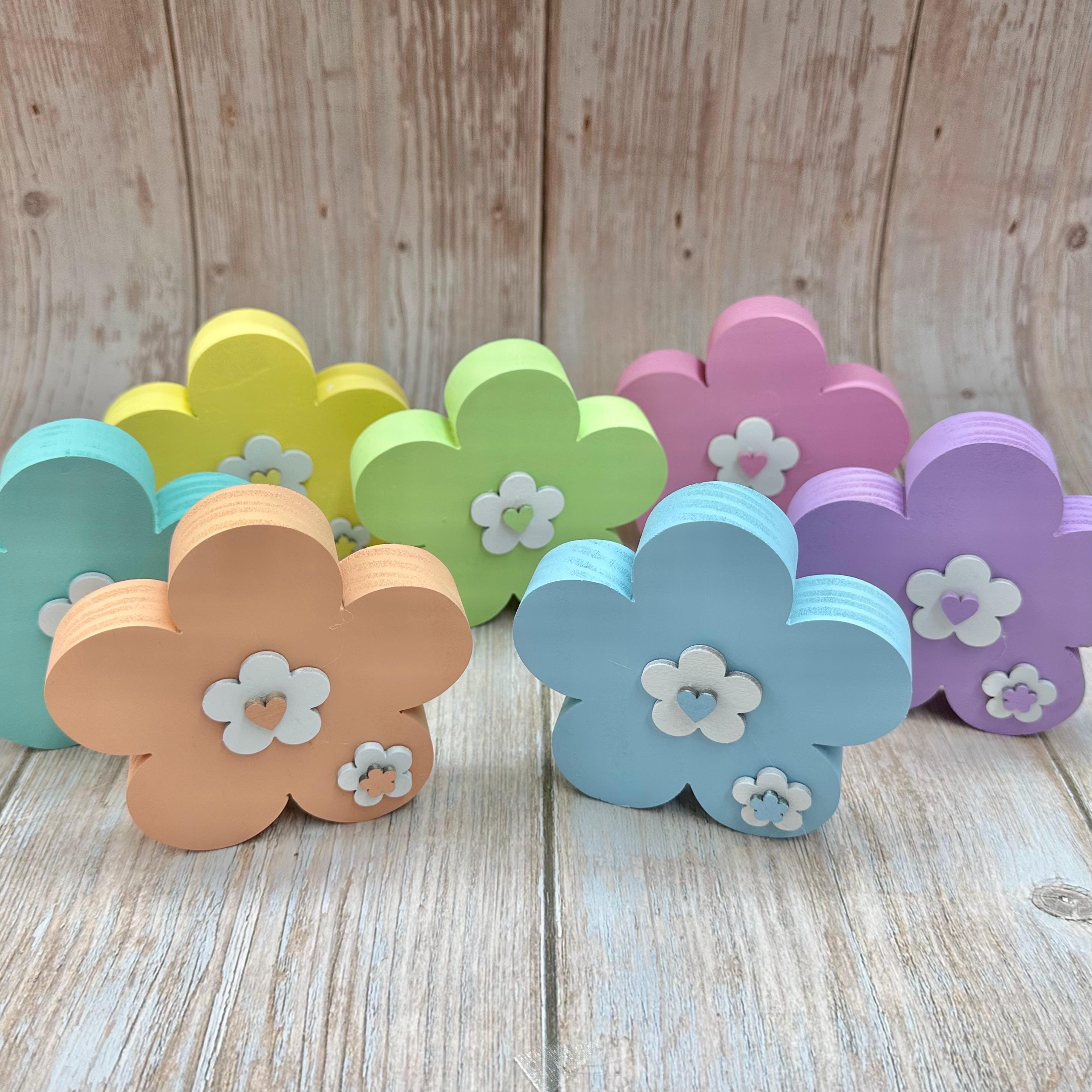 Pastel Macaron Wood Flower Shelf Sitters: Spring-summer Tray Decor - Etsy
