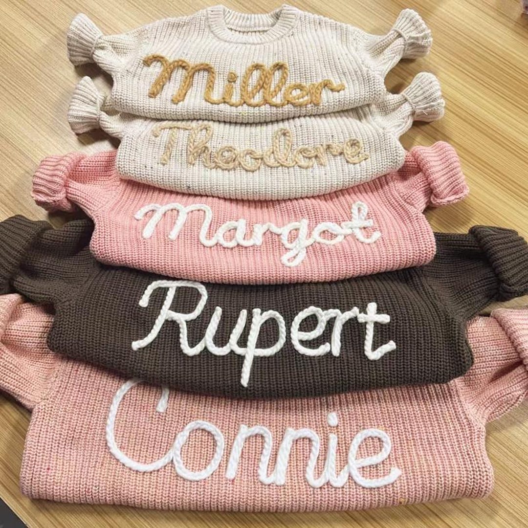 Personalized Kids Name Sweater, Embroidered Cotton Christmas Gift - Etsy