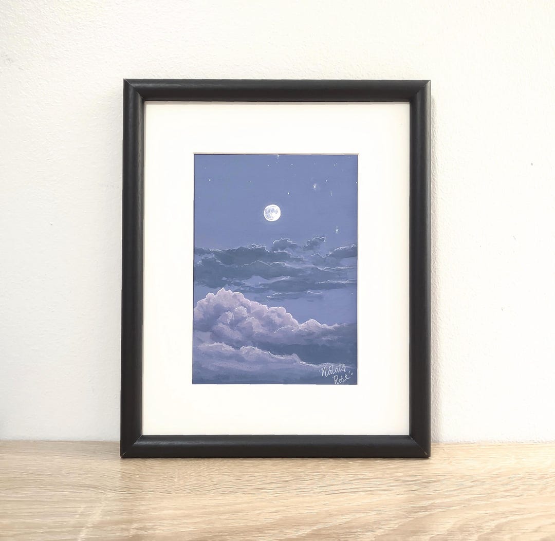 ORIGINAL "cloudy Indigo" Acrylic Painting - 8x10 Matted - Etsy