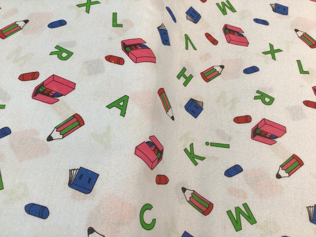 Alphabet Toss Fabric, School Tools Fabric,kids Education, Teacher ...