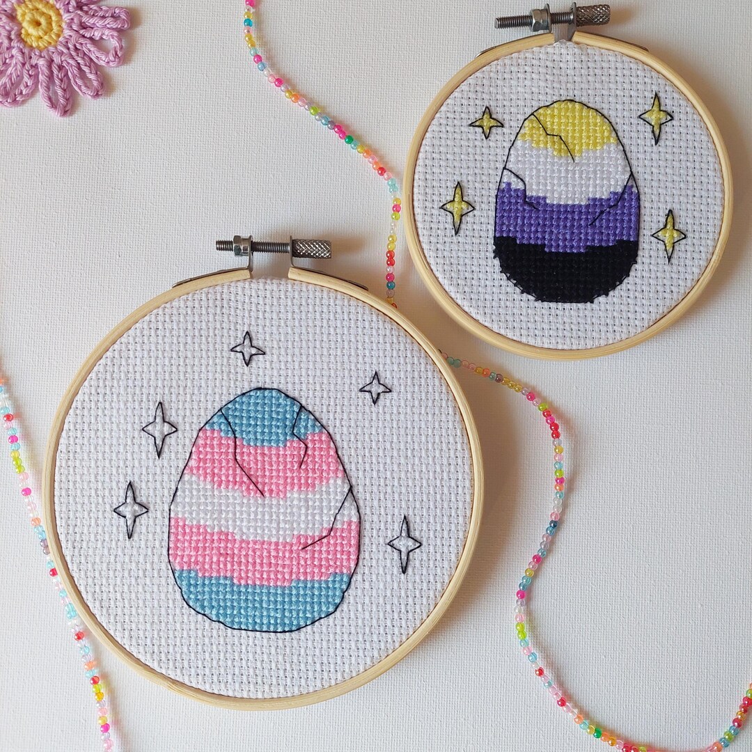 Trans and Non-binary Cracked Eggs Cross Stitch Pattern PDF - Etsy