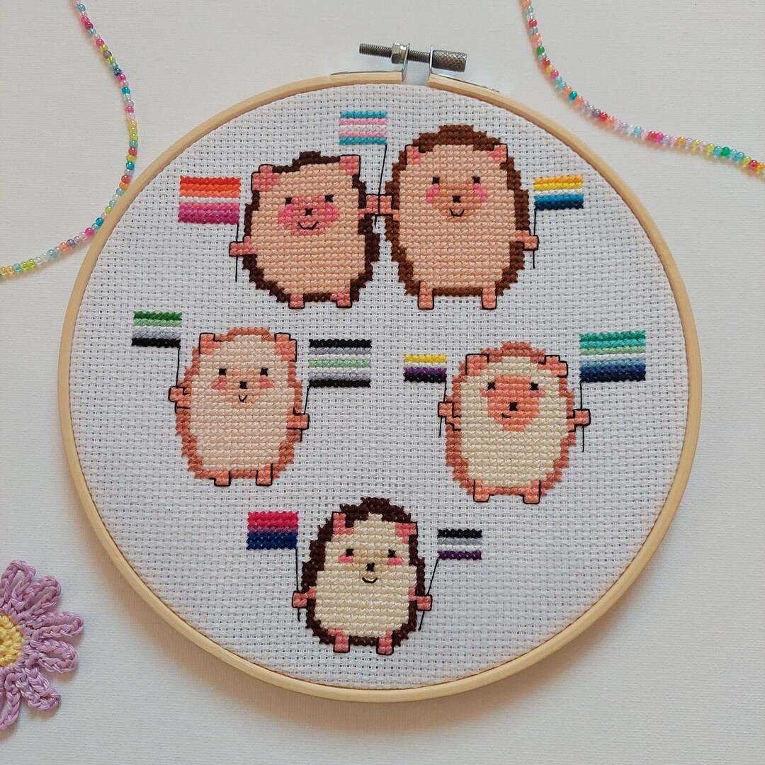 Hedgehogs Holding Pride Flags Cross Stitch Pattern PDF - Etsy