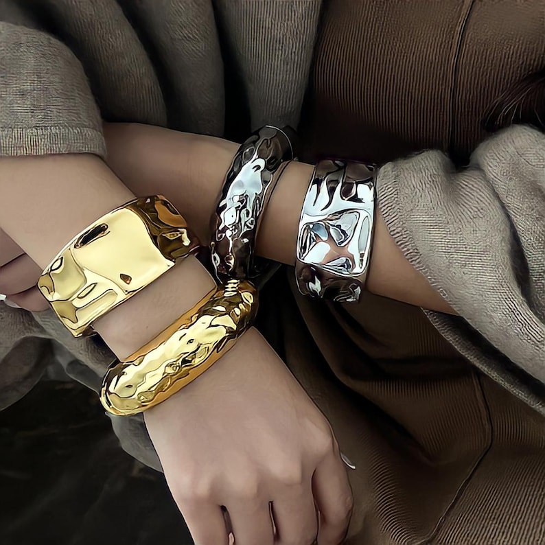 Wide Bangles,vintage Bracelets,cuff Bracelets, Gold Bangles, Chunky ...