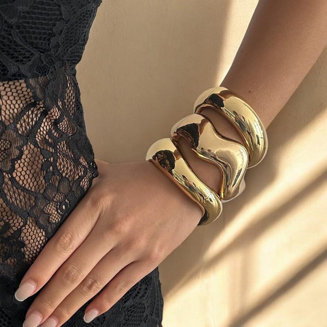 Wide Bangles,cuff Bracelets,gold Bangles,chunky Bracelet,bracelet Set ...