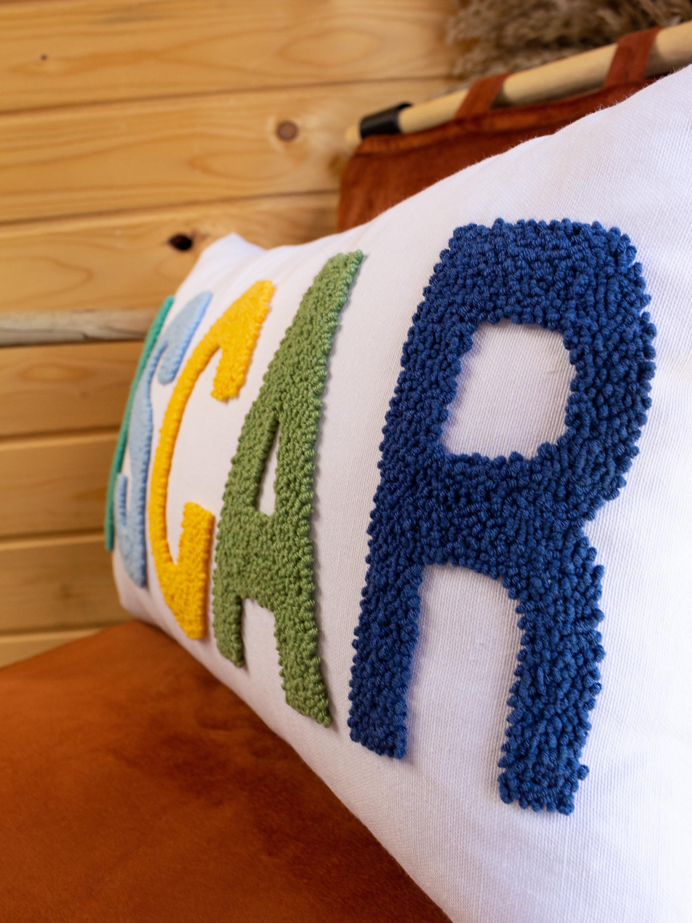 Custom Name Punch Needle Pillow Case, Personalized Pillow, Embroidered ...