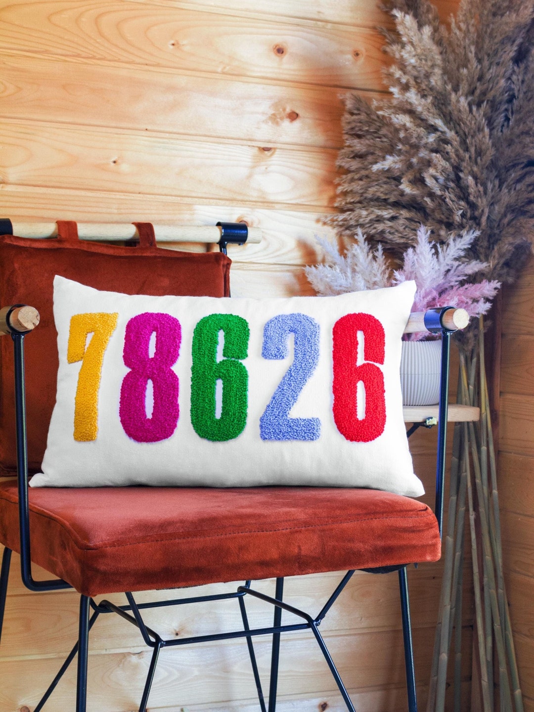 Custom Zip Code Embroidered Pillow Cover, Personalized Punch Needle ...