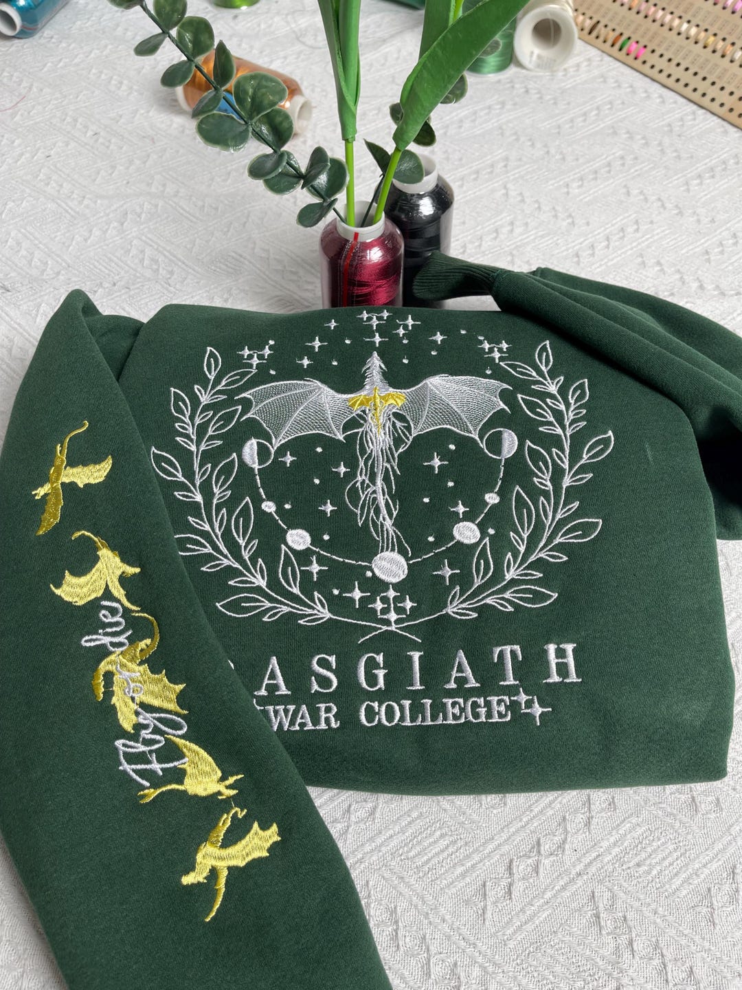 Embroidery Fourth Wing Dragon Sweatshirt, Dragon Rider Sweater, Fourth ...