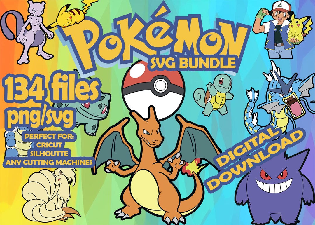 Pokemon SVG Bundle 164 Files Svg Png Pokemon Characters Clipart Design ...