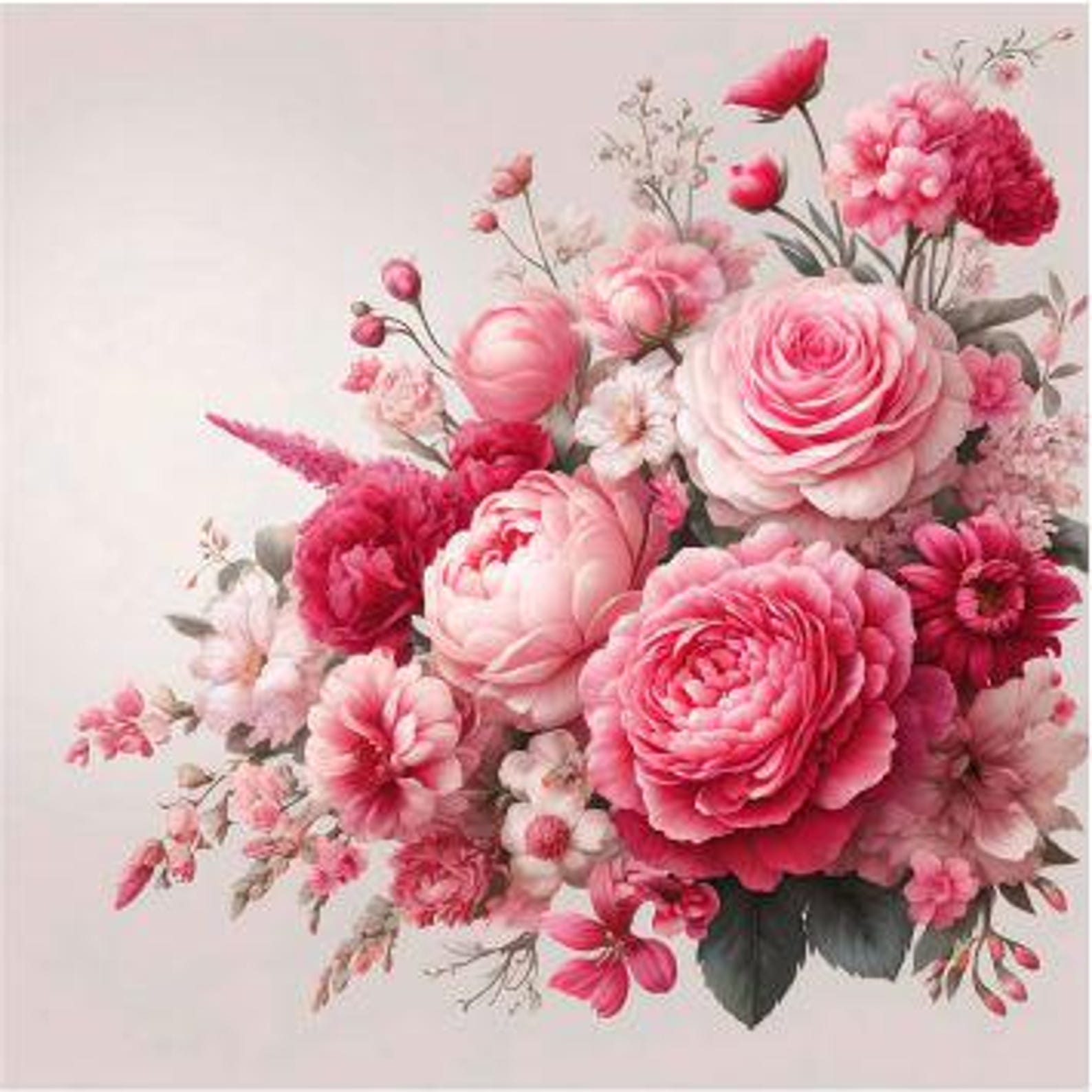 Pink Flower Bouquet 10 JPEG, Pastel Pink Flowers Digital Download ...