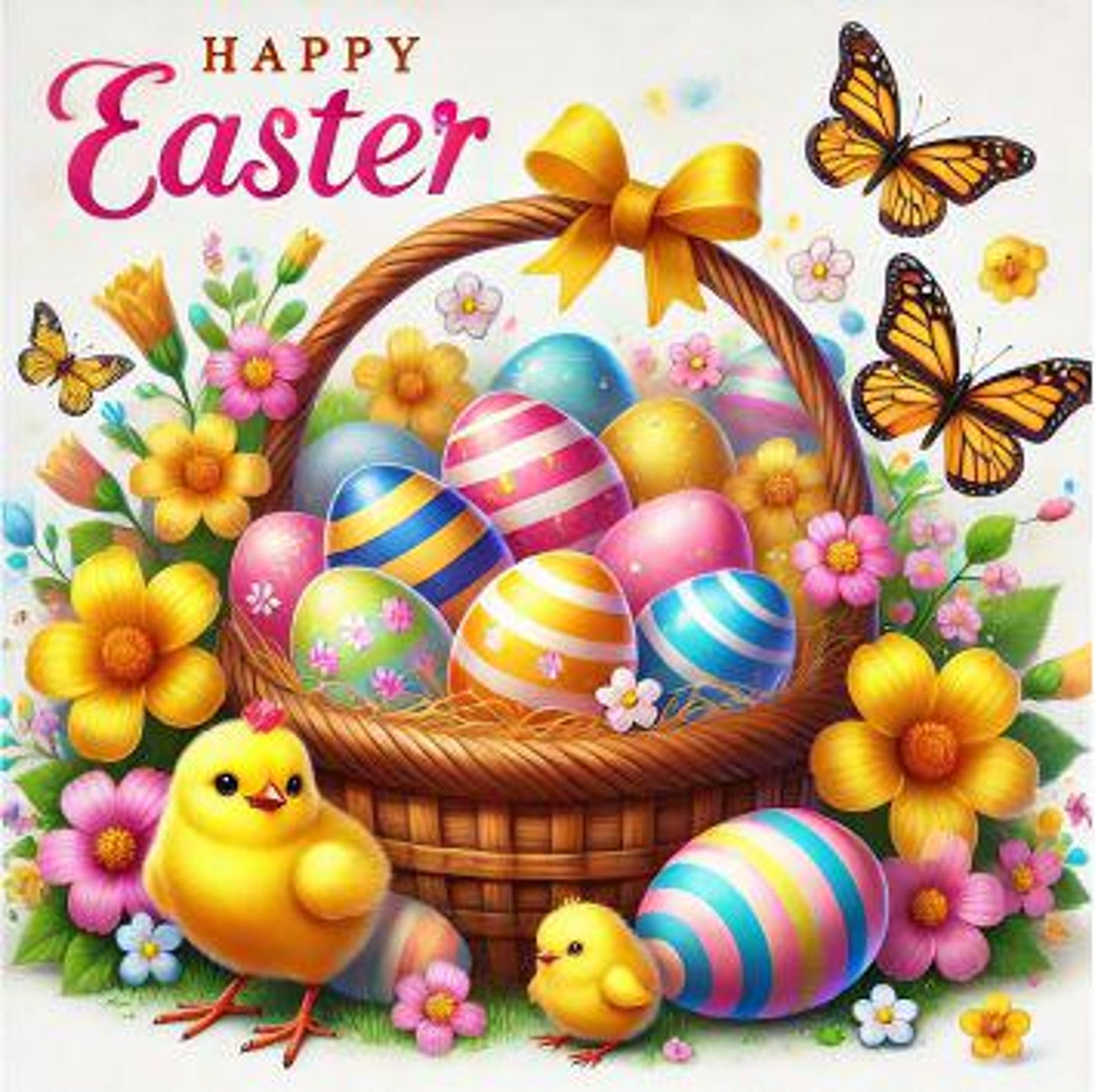Happy Easter Greeting Card 10 JPEG High Res, Easter Eggs Clipart ...