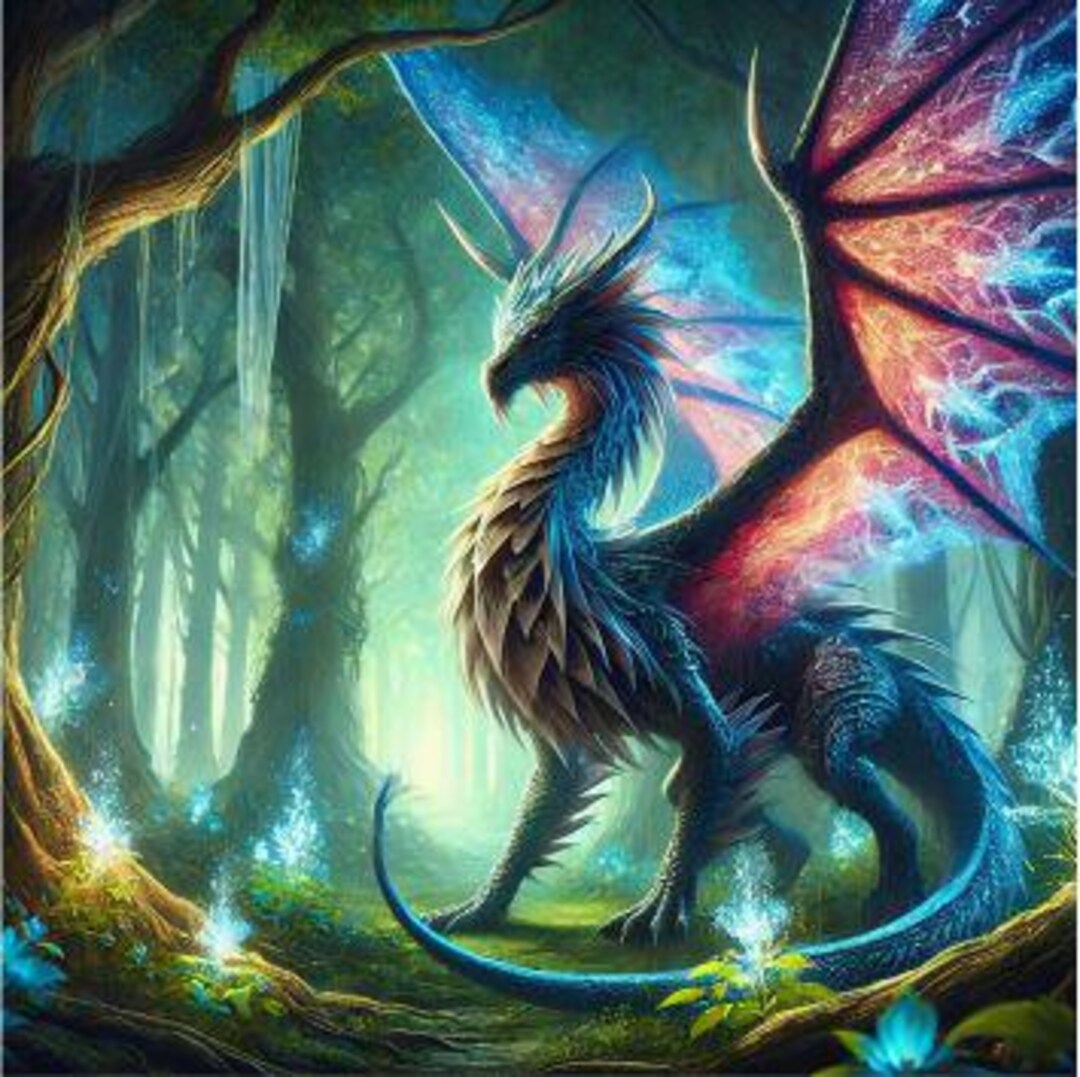 Fantasy Dragon in the Forest 10 JPEG, Clipart Dragon in the Magical ...
