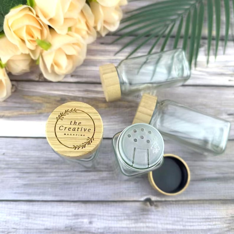 Custom Engraved Spice Jars – Beechwood Lid, Kitchen Pantry Storage - Etsy