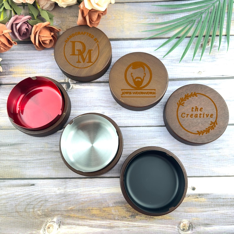 Personalized Acacia Wood Ashtray, Handmade Magnetic Cigar Ashtray - Etsy