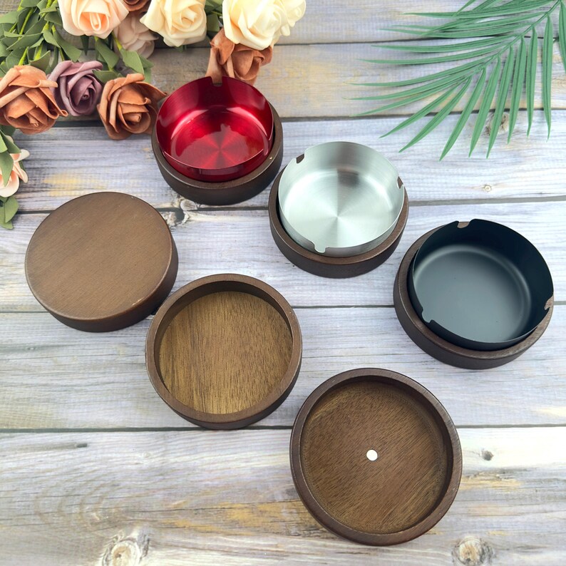 Personalized Acacia Wood Ashtray, Handmade Magnetic Cigar Ashtray - Etsy