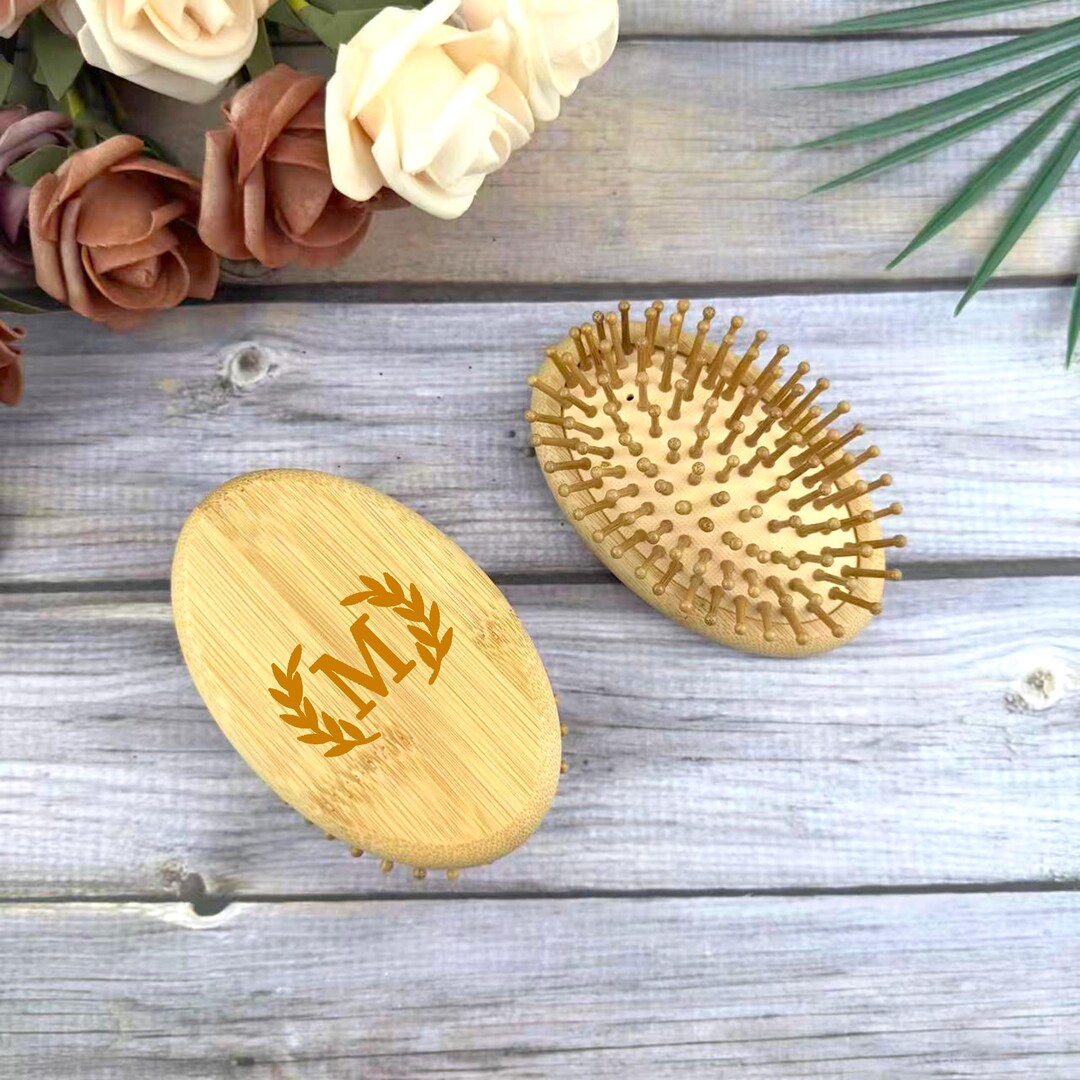 Personalized Bamboo Paddle Hair Brush: Engraved Scalp Massager ...