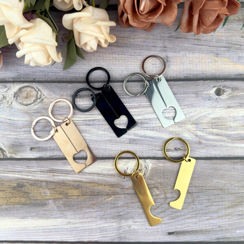 Personalized Puzzle Heart Keychain Set: Laser Engraved Stainless Steel ...