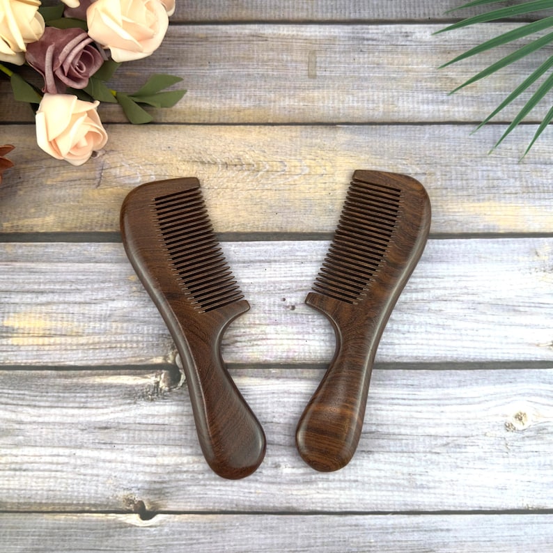 Personalized Ebonized Sandalwood Comb - Anti-static & Smoothing for ...