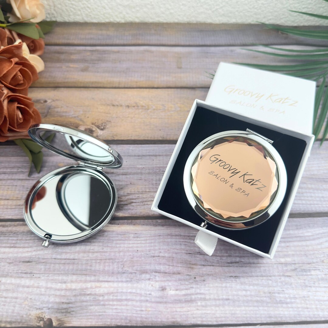 Custom Folding Compact Mirror With Crystal, Double-sided Travel Purse ...