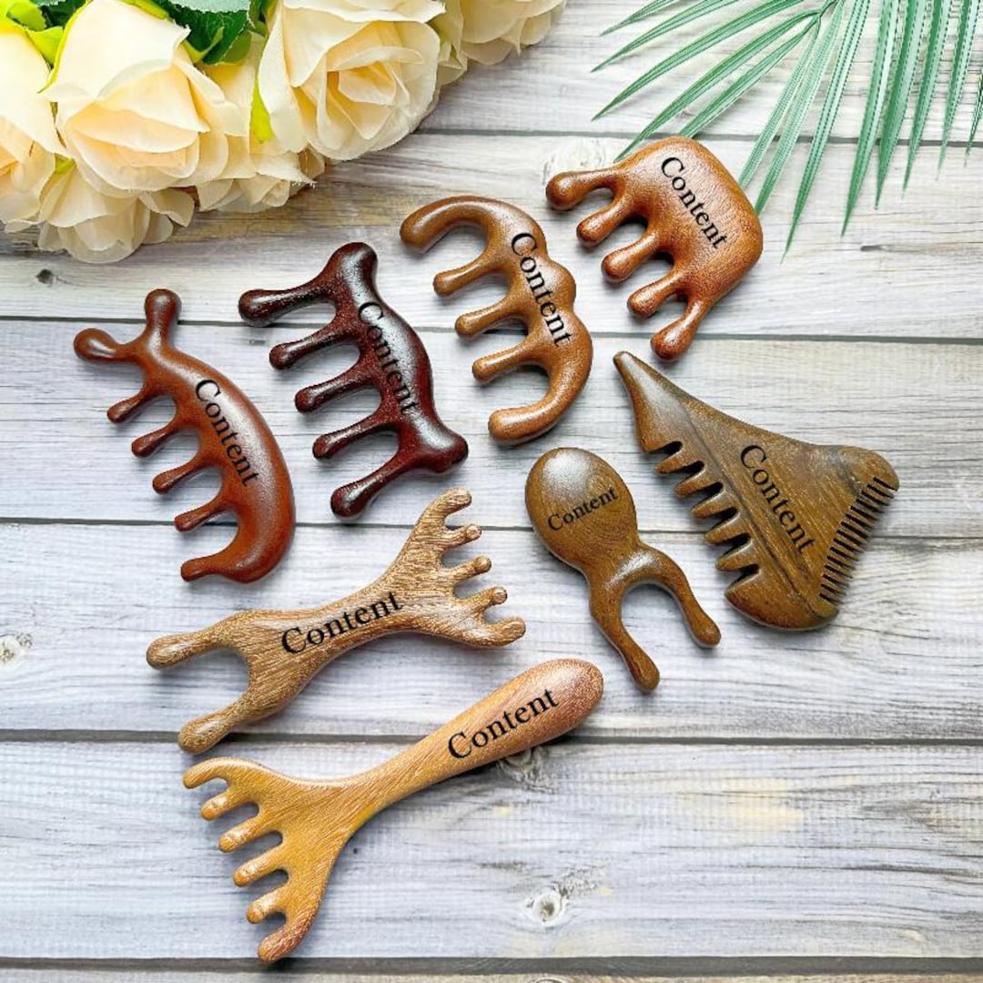 Custom Solid Wood Massage Comb: 4-in-1 Gua Sha Facial Tool - Etsy