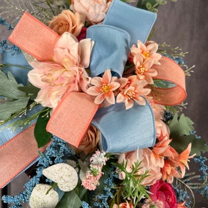 Peach Blue Romantic All Floral Lantern Topper, Lantern Swag ...