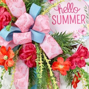 Hello Summer Door Wreath on Grapevine Base, Natural Looking Silk Flower ...