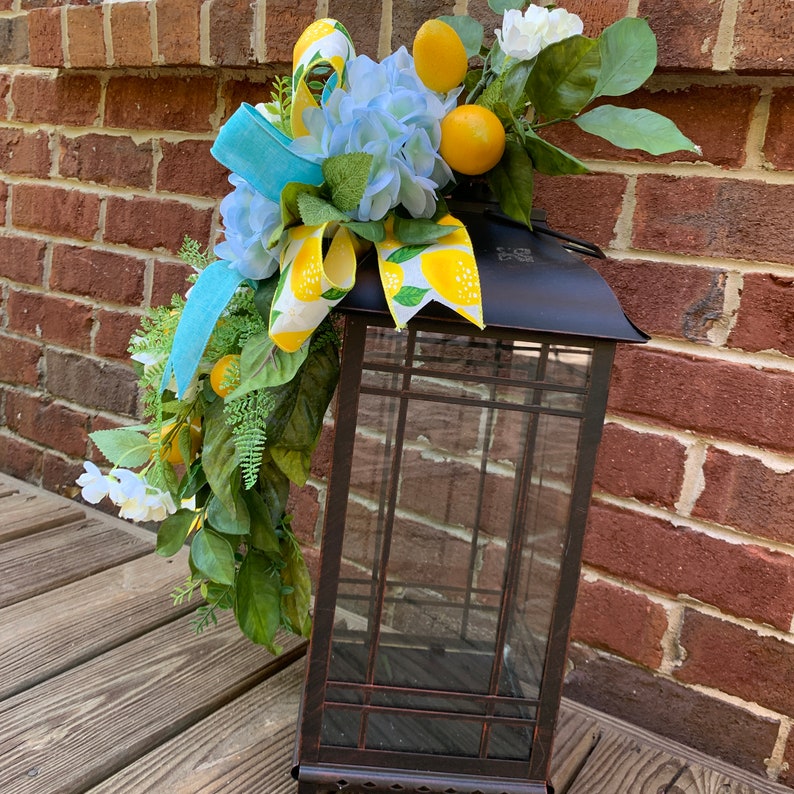 Summer Lantern Swag With Lemons and Blue Hydrangeas Yellow - Etsy