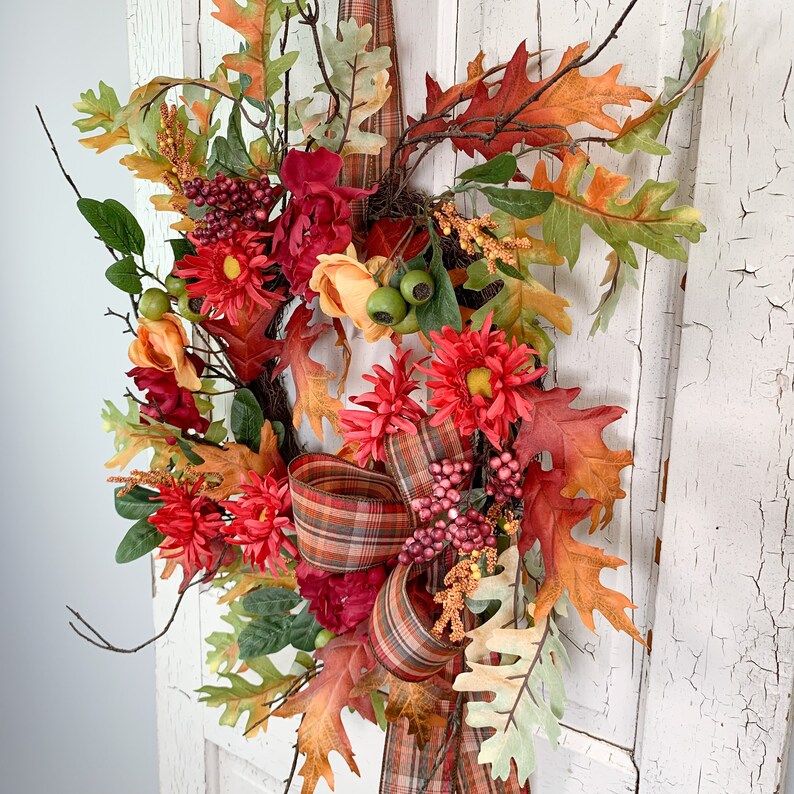 Elegant Fall Rose & Daisy Mum Wreath Fall Door Decor Front - Etsy