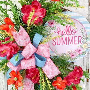 Hello Summer Door Wreath on Grapevine Base, Natural Looking Silk Flower ...