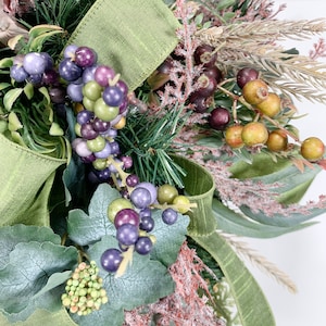 Spring Hydrangea Swag Wreath for Front Door, Elegant Blue Purple Silk ...