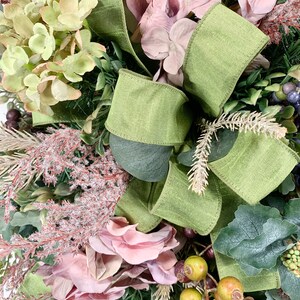 Spring Hydrangea Swag Wreath for Front Door, Elegant Blue Purple Silk ...