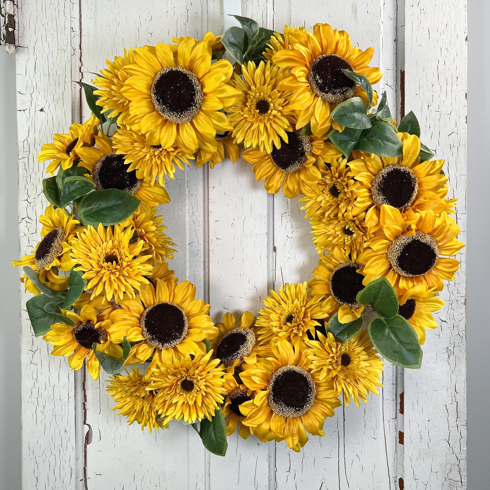 Yellow Fall Sunflower Wreaths for Front Door Artificial - Etsy