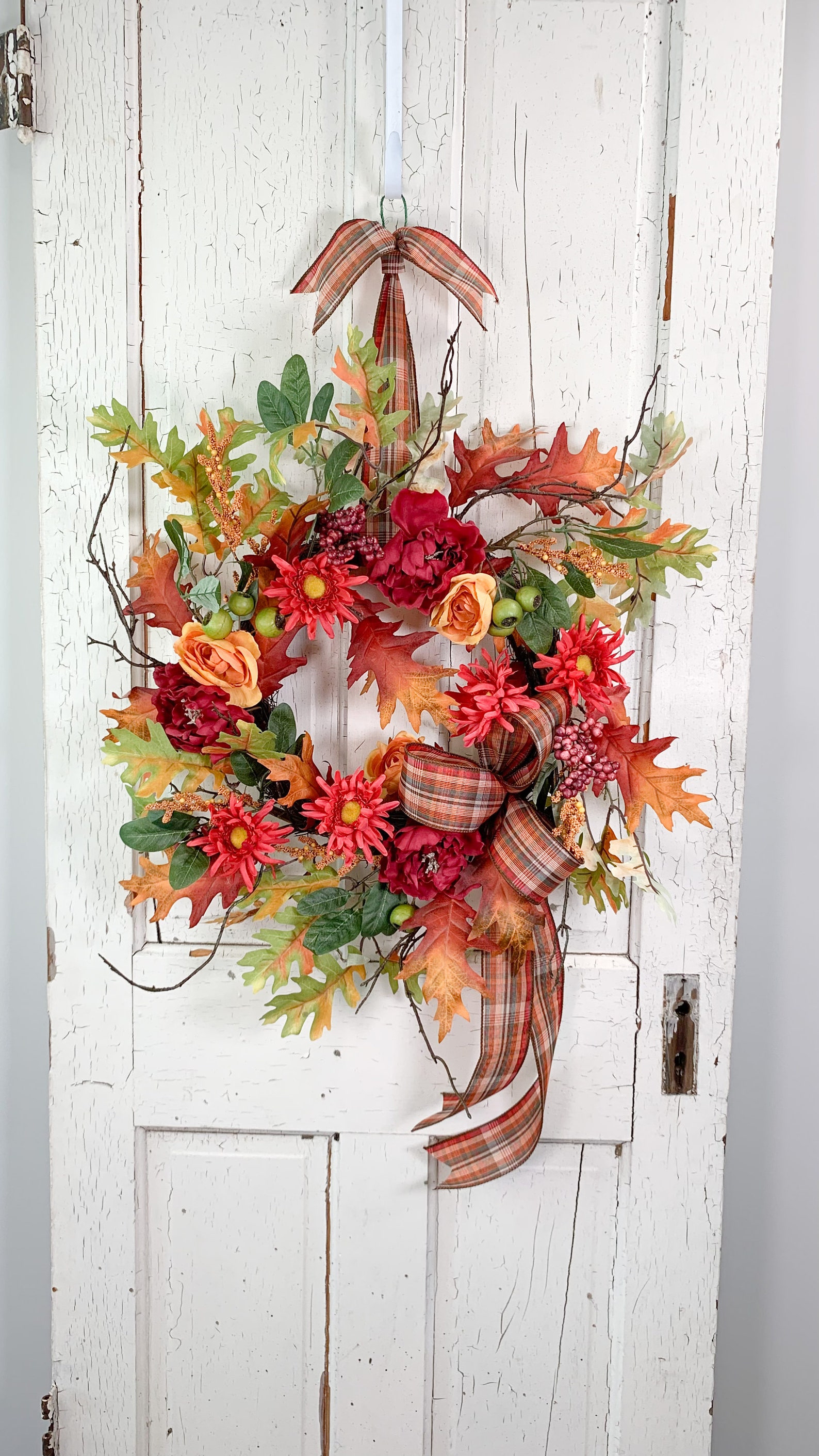 Elegant Fall Rose & Daisy Mum Wreath Fall Door Decor Front - Etsy