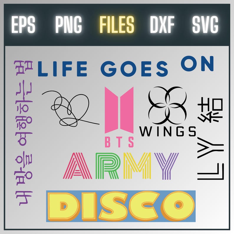 200 BTS SVG Bundle, BTS Png, Kpop Svg Files for Cricut, Bts Clipart ...