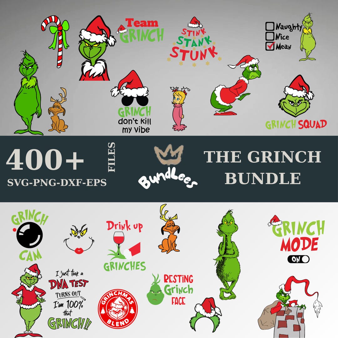 400 Grinch Svg Bundle, Grinch Christmas Svg, Grinch Face for Cricut ...