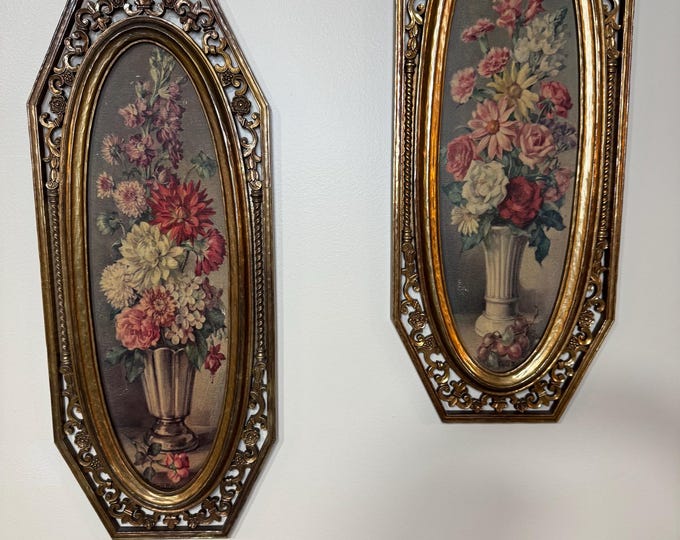 Syroco Gold Frame Cecil Rubino Floral Prints Florentine Gardens Resin ...