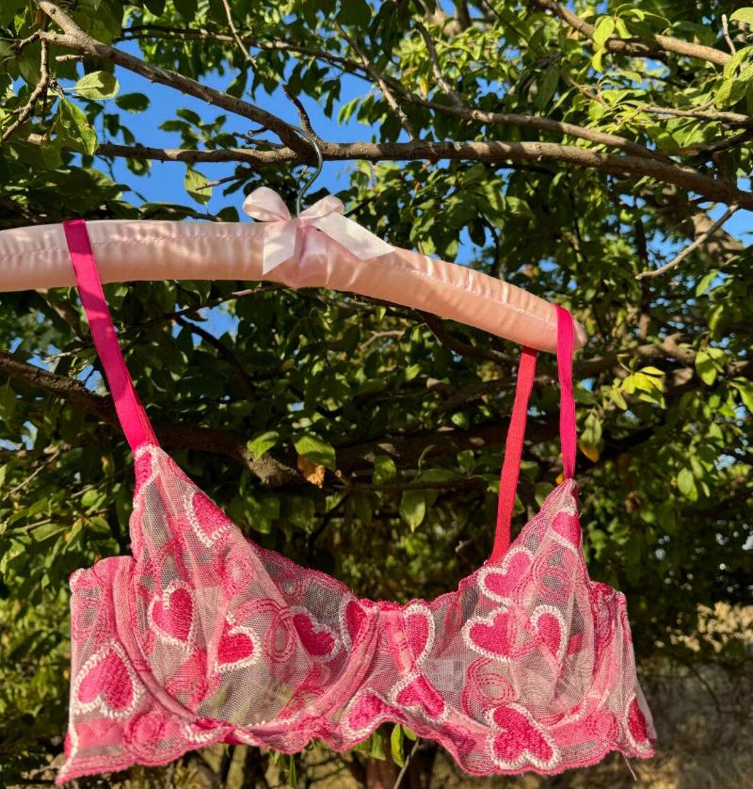 Sheer Bra and Panty Set, Lolita Lingerie, Sheer Lingerie Set, Pink Bras ...