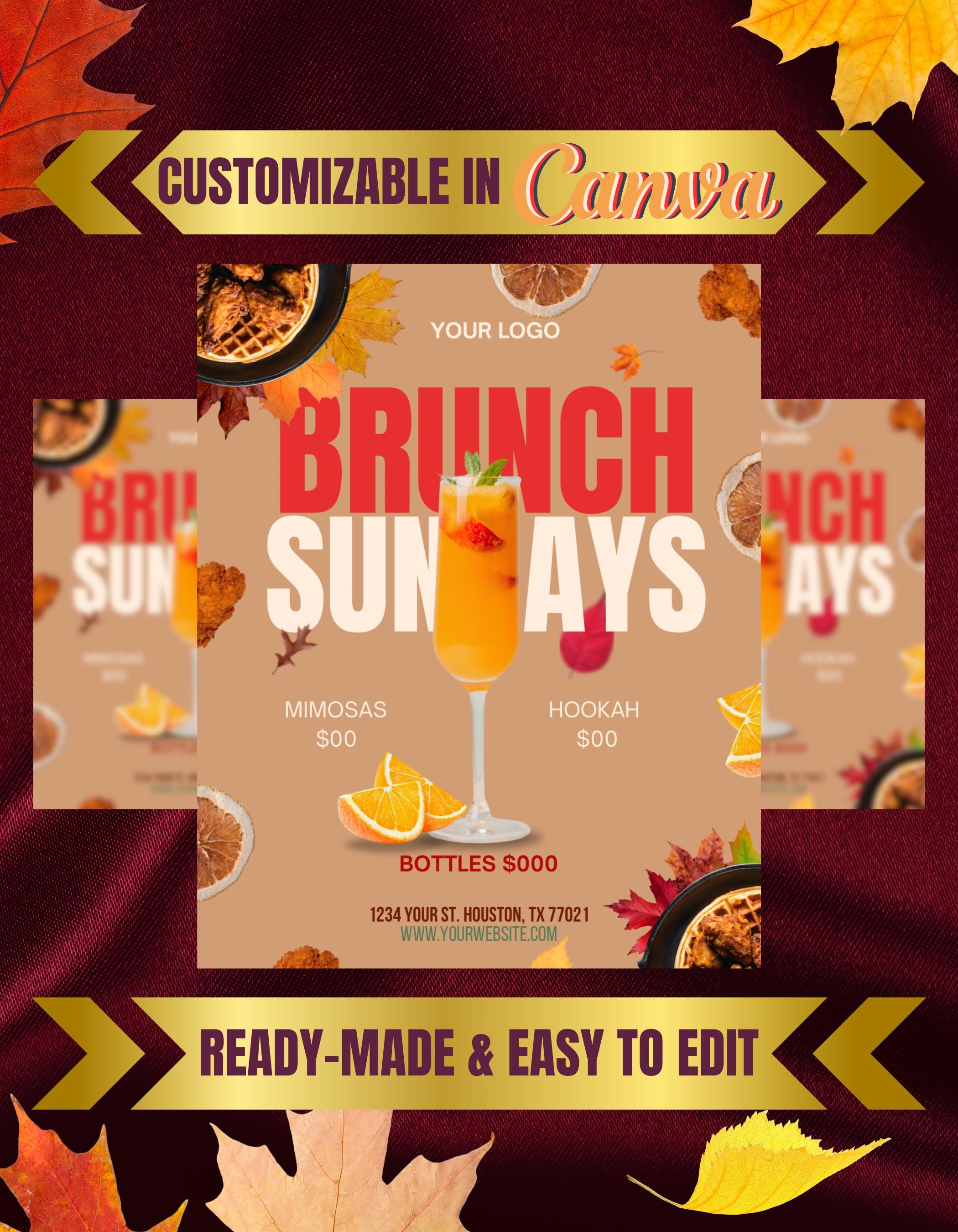 Editable Flyer Template, Sunday Brunch, Dj Club Flyer, Restaurant ...