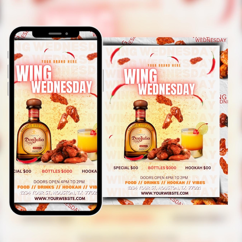 Wing Wednesday, Editable Flyer Template, Sunday Brunch, Club Flyer ...