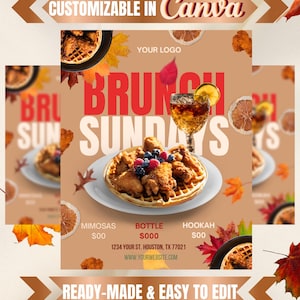 Editable Flyer Template, Sunday Brunch, Dj Club Flyer, Restaurant ...
