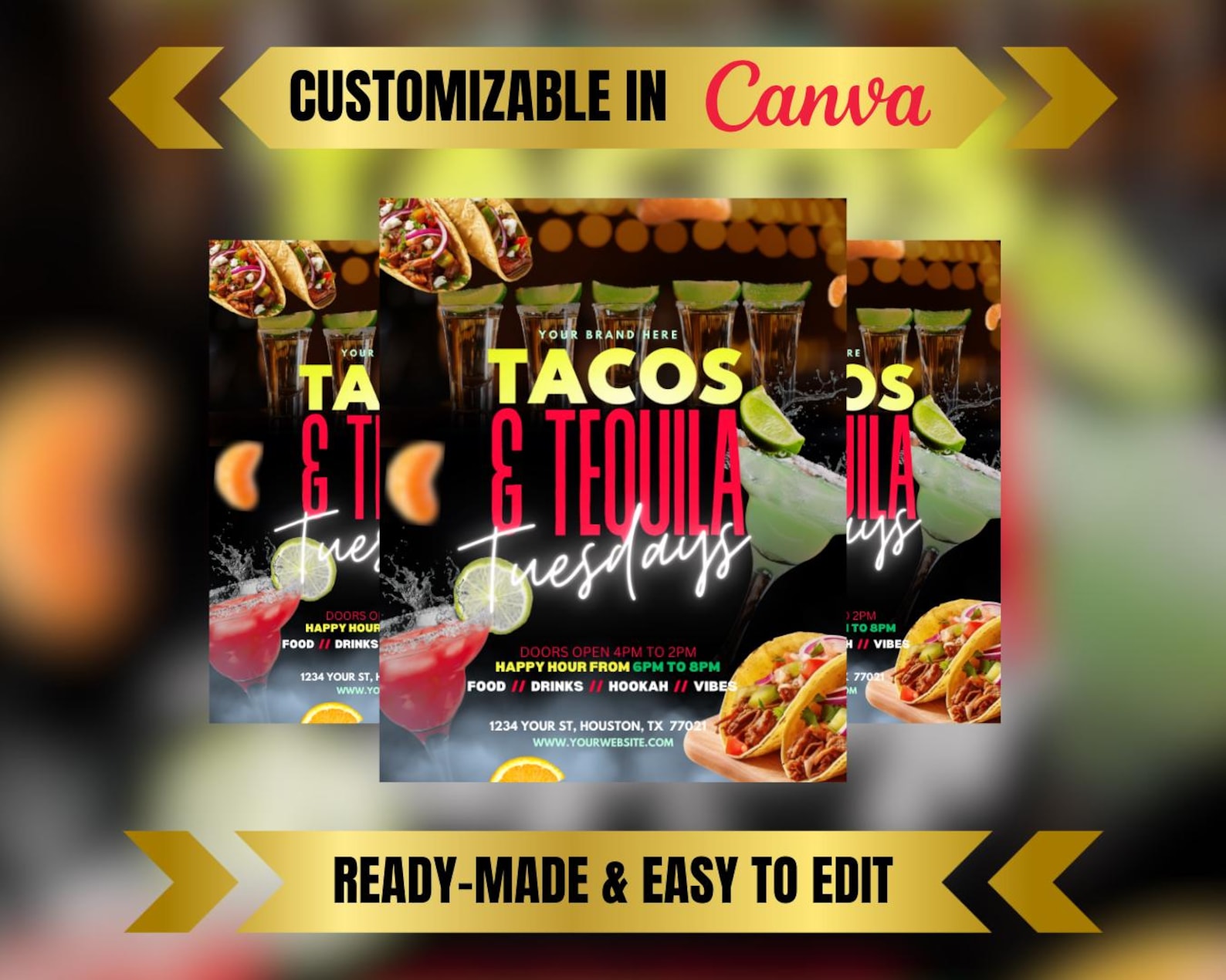 Taco Tuesday, Editable Flyer Template, Sunday Brunch, Club Flyer ...